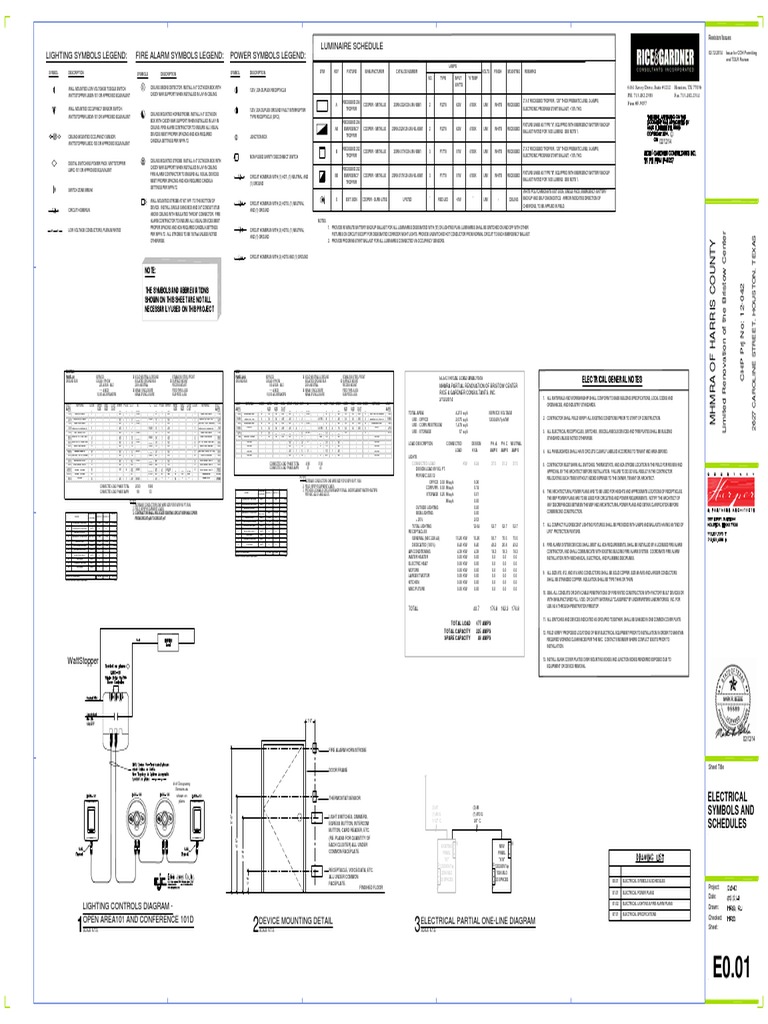 E001 Electrical Symbols and Schedules | PDF | Electrical Equipment | Wire