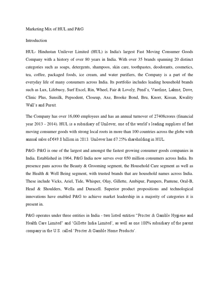 Marketing Mix of HUL and P&G | PDF | Toothbrush | Advertising