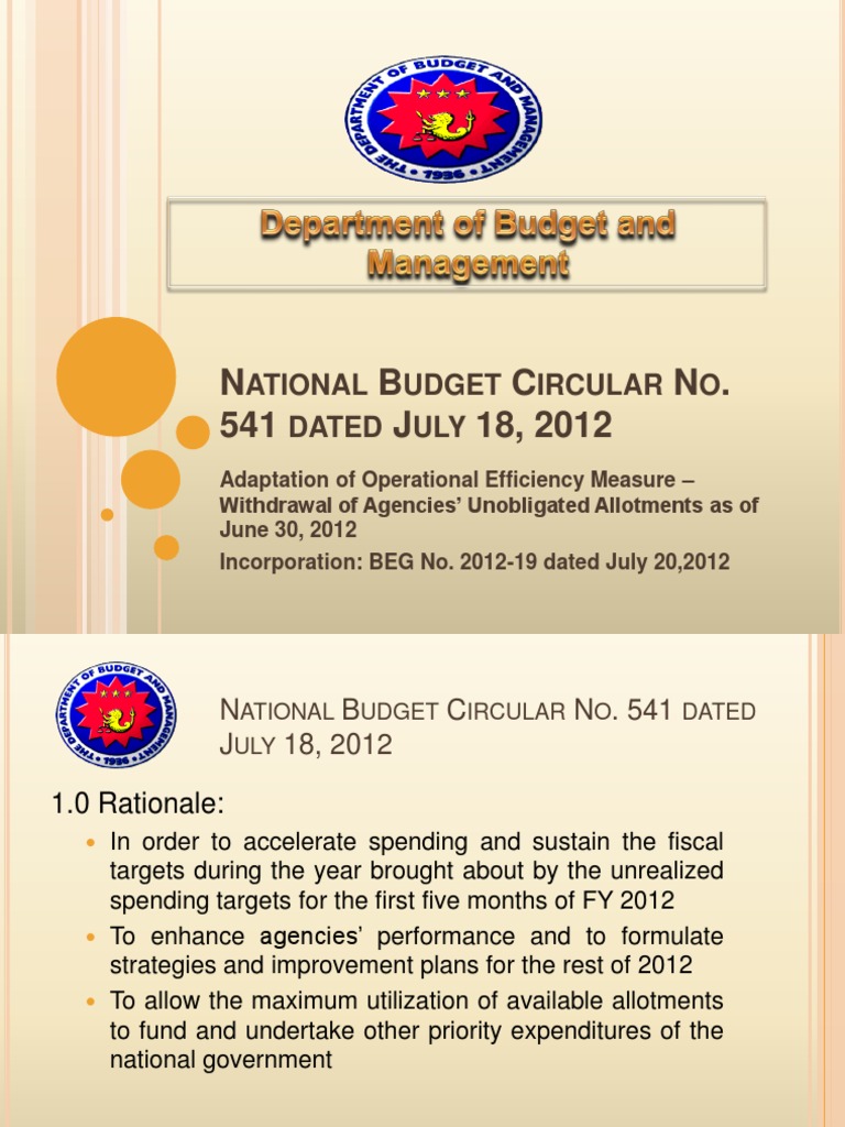 National Budget Circular No | PDF | Appropriations Bill (United States ...