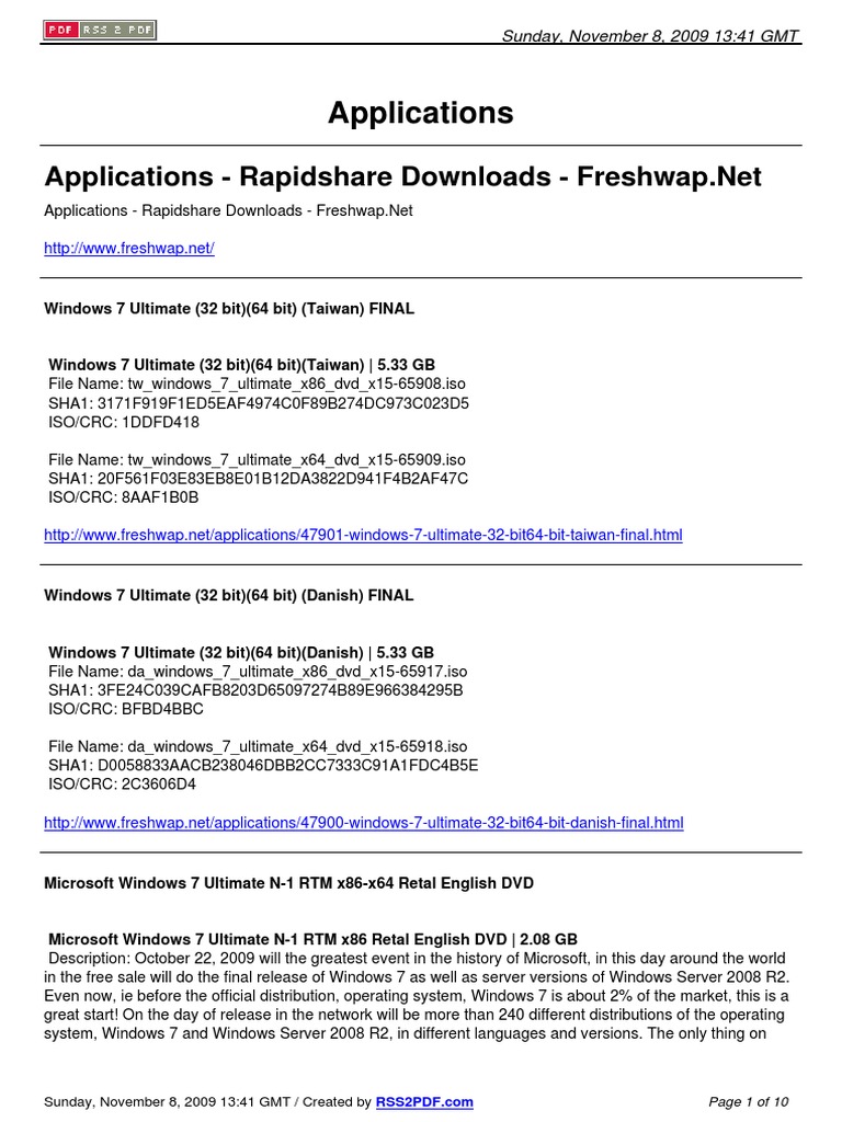 50 Keys To Windows 7 Application | PDF | Windows 7 | Microsoft Windows
