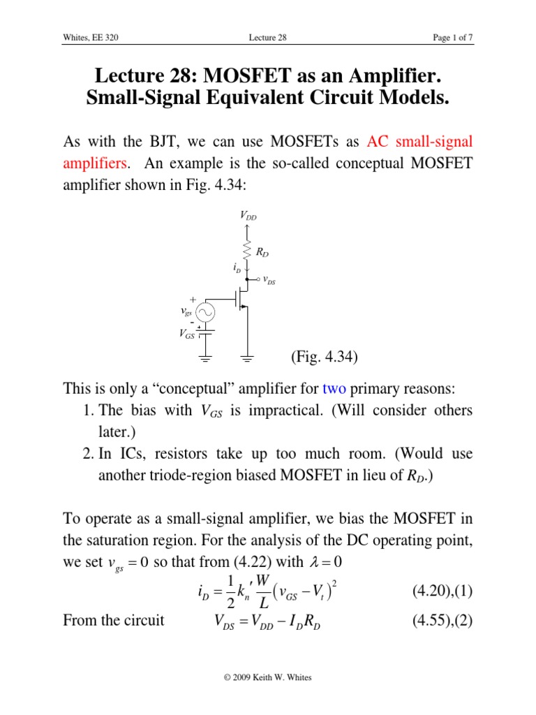 Mosfet Small Signal | PDF | Mosfet | Amplifier