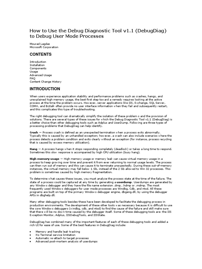 Debug Diag White Paper | PDF | Debugging | Computer Programming