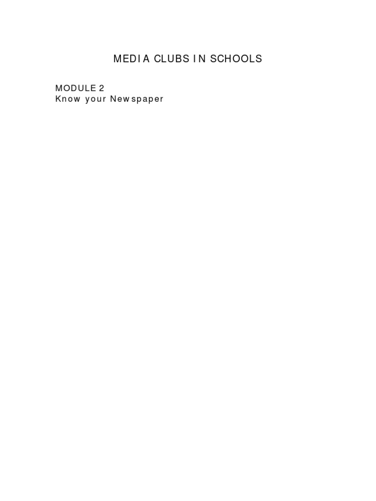 Media Clubs in Schools: Know Your Newspaper | PDF | Newspapers | News