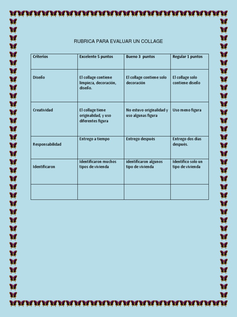 Rubrica Para Evaluar Un Collage Pdf