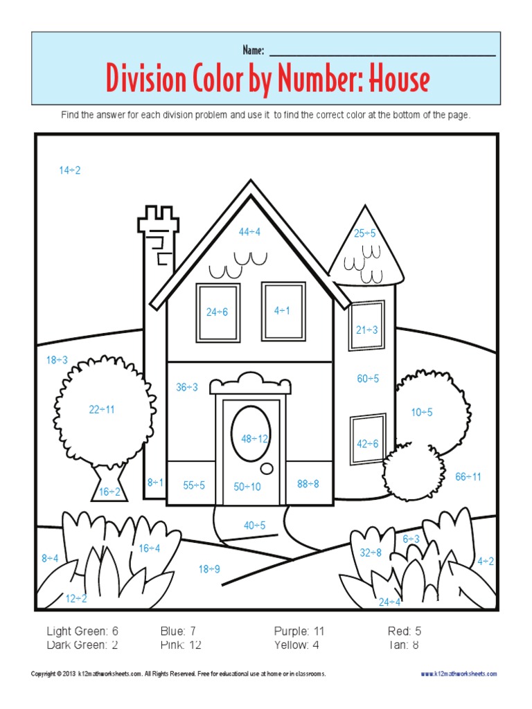 Division Color by Number House | PDF | Teaching Methods & Materials