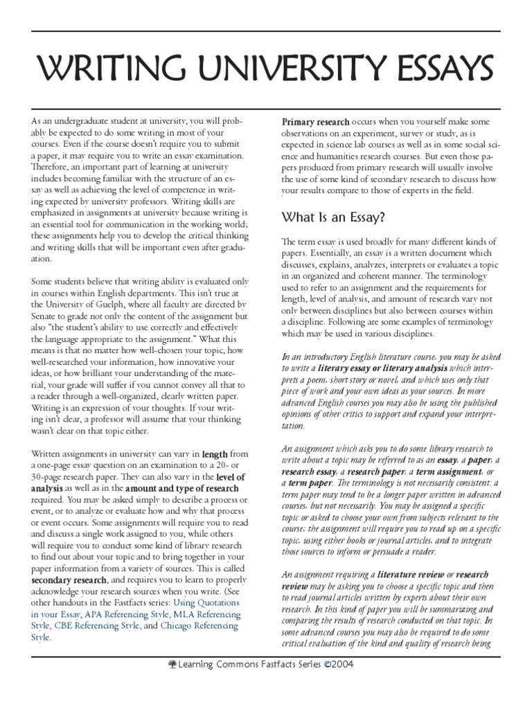 Writing University Essays | PDF | Essays | University
