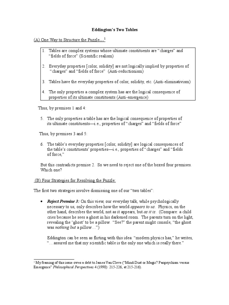 Arthur Eddington's Two Tables Paradox | PDF | Physics | Force
