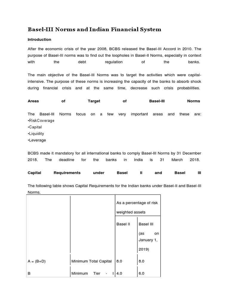 Basel-III Norms Impact Indian Banking | PDF | Basel Iii | Capital ...