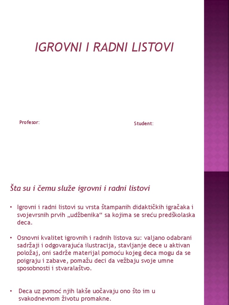 Igrovni I Radni Listovi | PDF