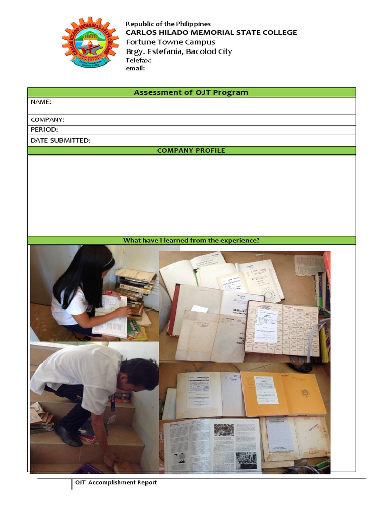 OJT Accomplishment Report Template | PDF | Career & Growth