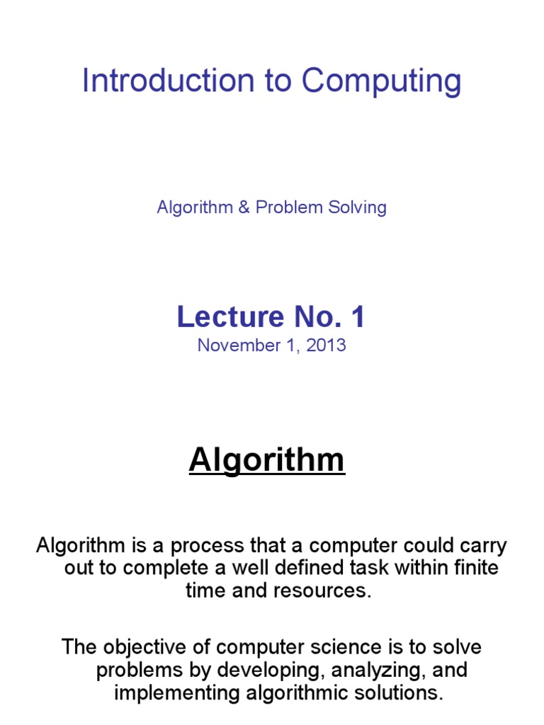 Introduction To Computing: Lecture No. 1 | PDF | Digital Technology ...