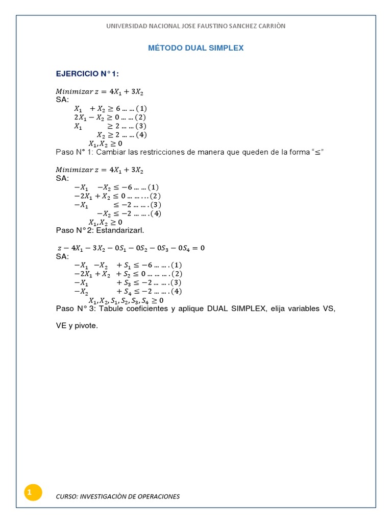Método Dual Simplex | PDF | Algoritmos | Algoritmos y Estructuras de Datos