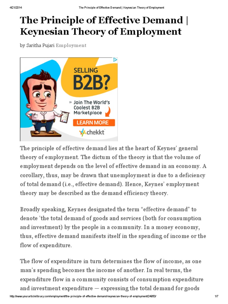 The Principle of Effective Demand - Keynesian Theory of Employment ...