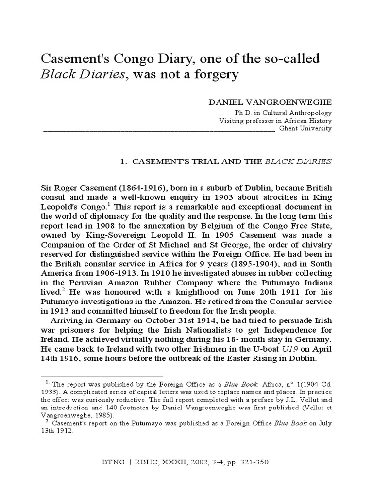 Casement's Congo Diary Authenticity | PDF | Classics