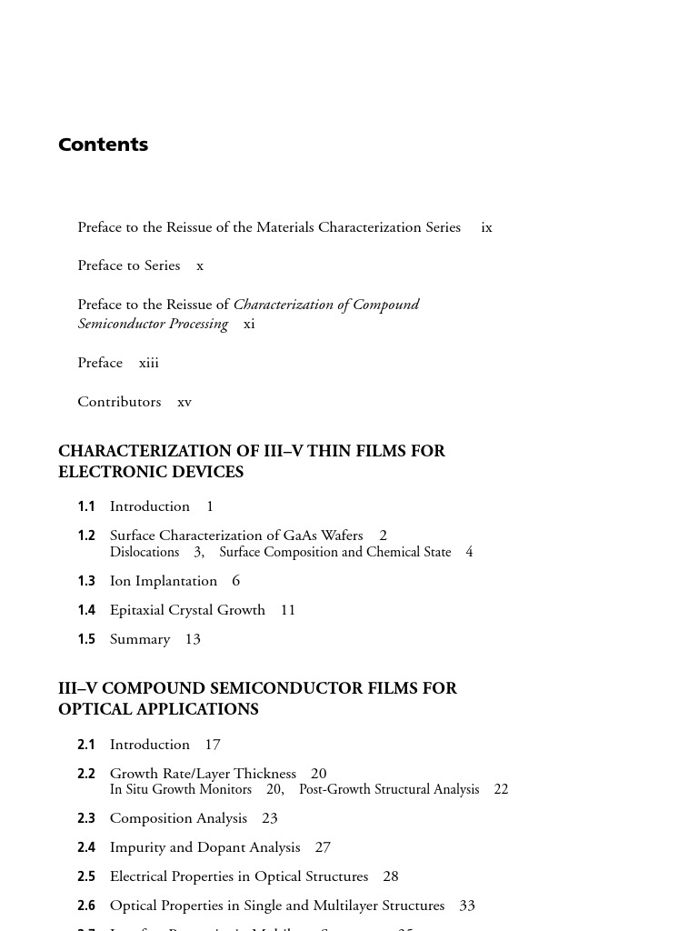 Characterization in Compound Semiconductor Processing | PDF ...