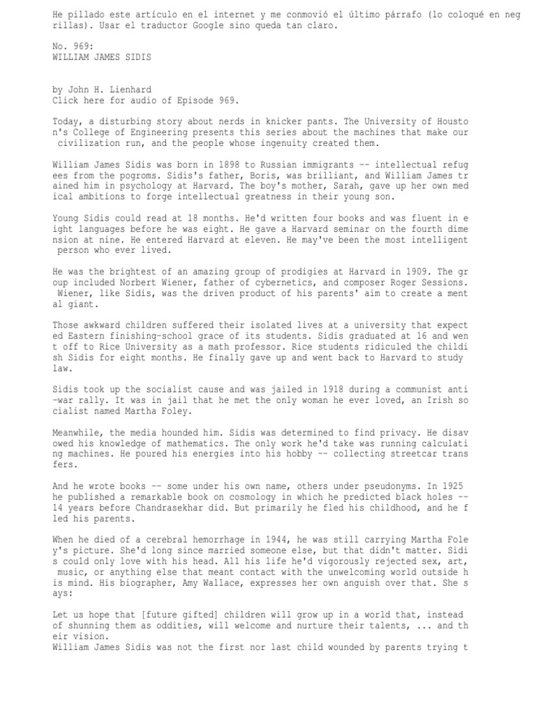 William James Sidis | PDF