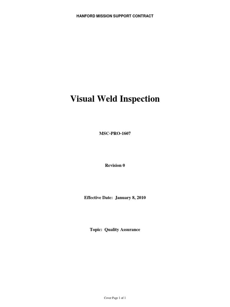 Visual Weld Inspection | PDF | Welding | Construction