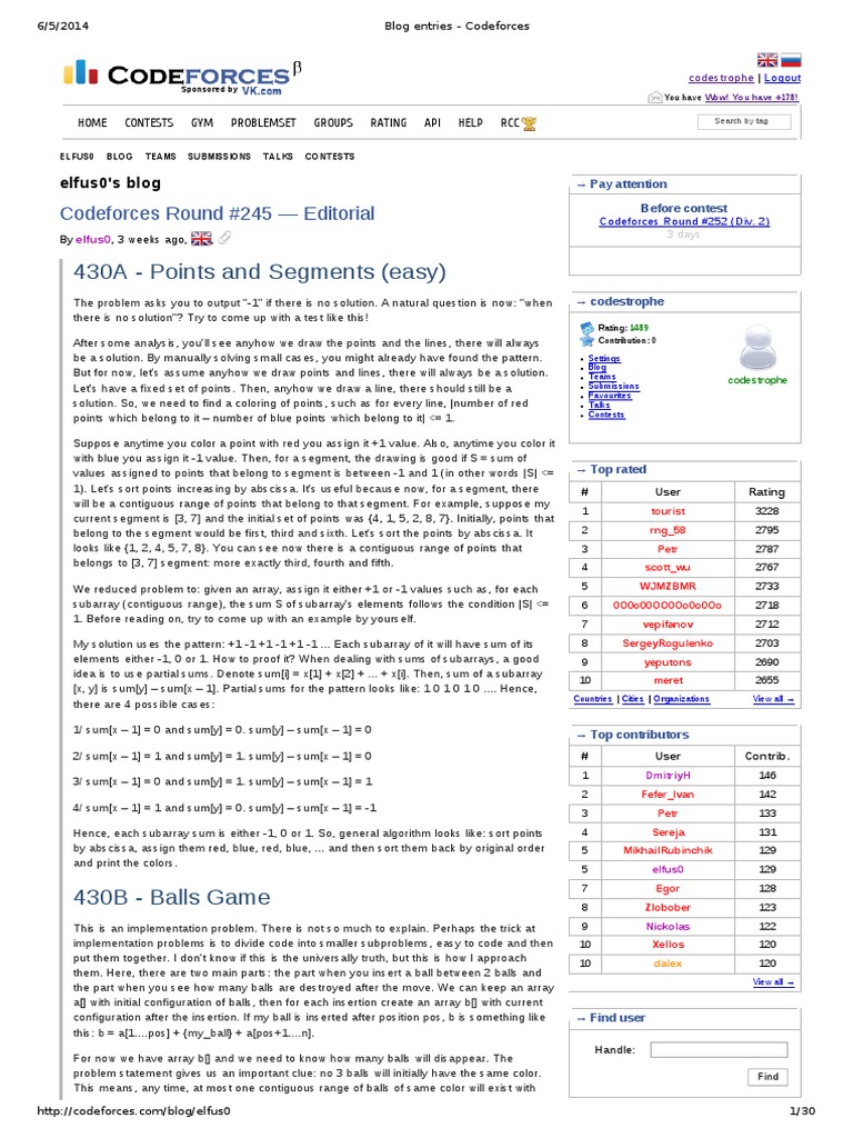 Blog Entries Codeforces Pdf Computer Programming Discrete Mathematics