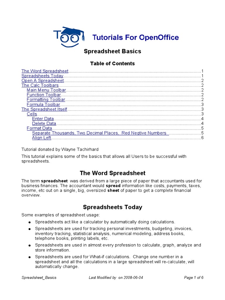 Spreadsheet Basics | Download Free PDF | Spreadsheet | System Software
