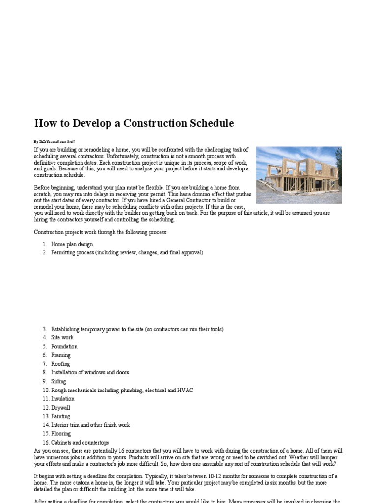 House Building Schedule | PDF | Framing (Construction) | Industries