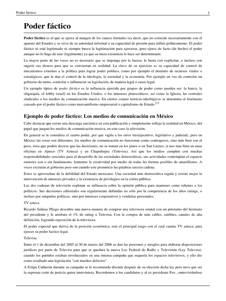Poder Fáctico | PDF | Estado (política) | Medición de audiencia