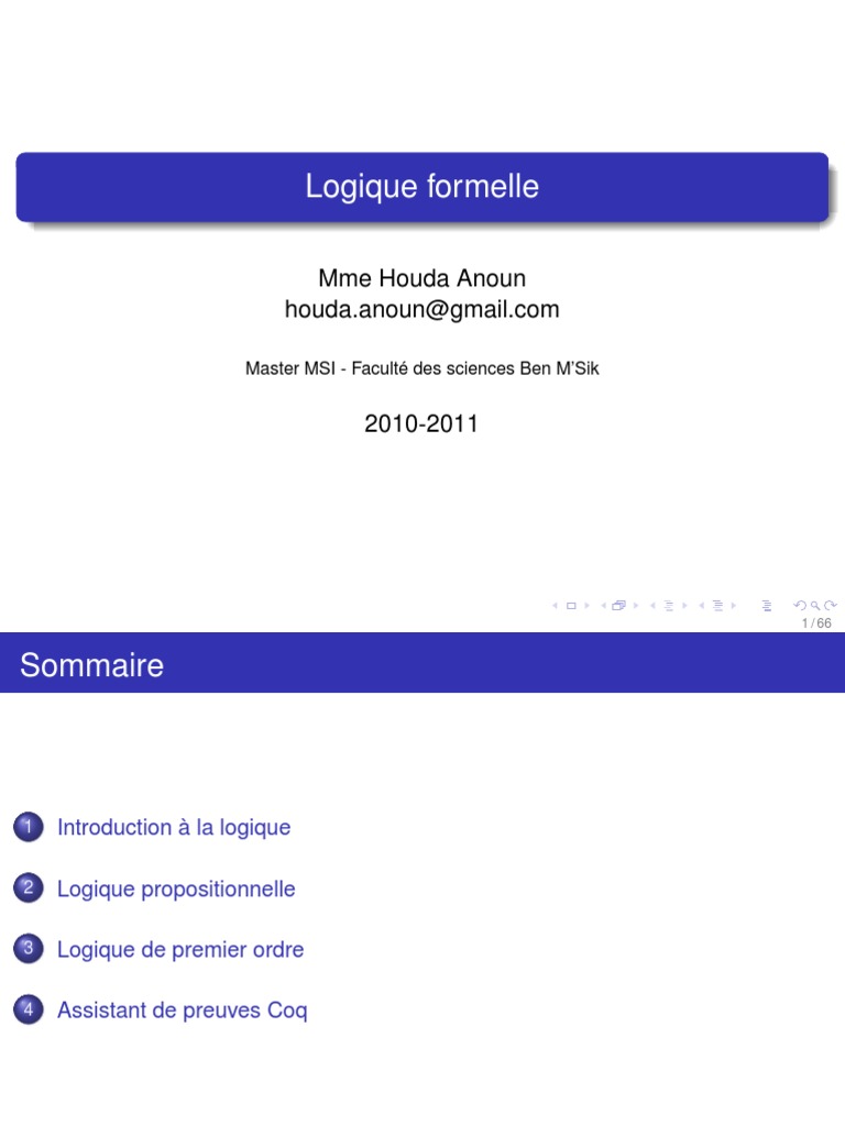 Cours Logique Formelle PR 2011 | PDF