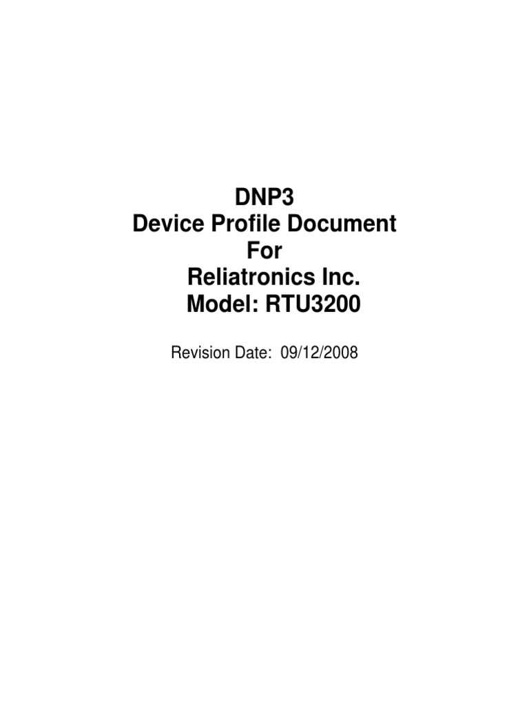 Dnp3 Device Profile Document For Reliatronics Inc. Model: RTU3200 | PDF | Port (Computer ...