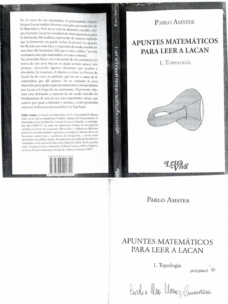Pablo-Amster-1 Apuntes Matematicos para Leer A Lacan. (Topologia) | PDF