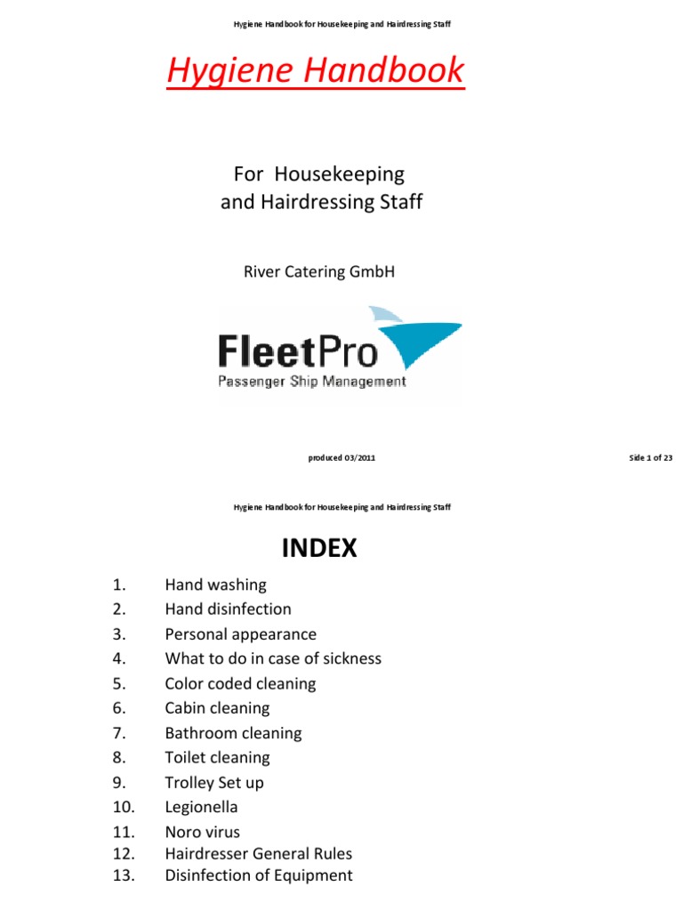 Housekeeping Hygiene Handbook 2020 | PDF | Housekeeping | Hand Washing