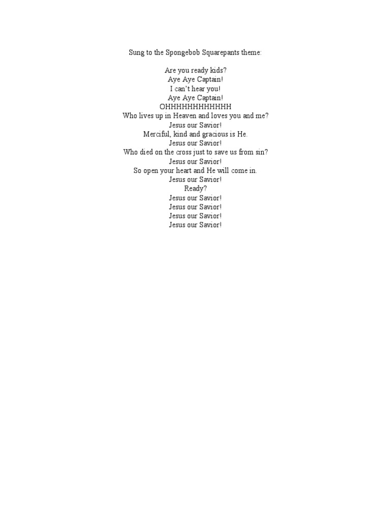 Spongebob Squarepants VBS Song | PDF | Poetry