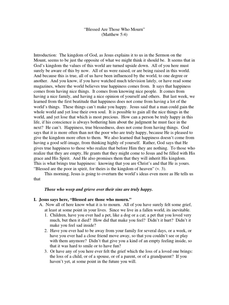 Blessed Are Those Who Mourn | PDF | Sin | Grace In Christianity
