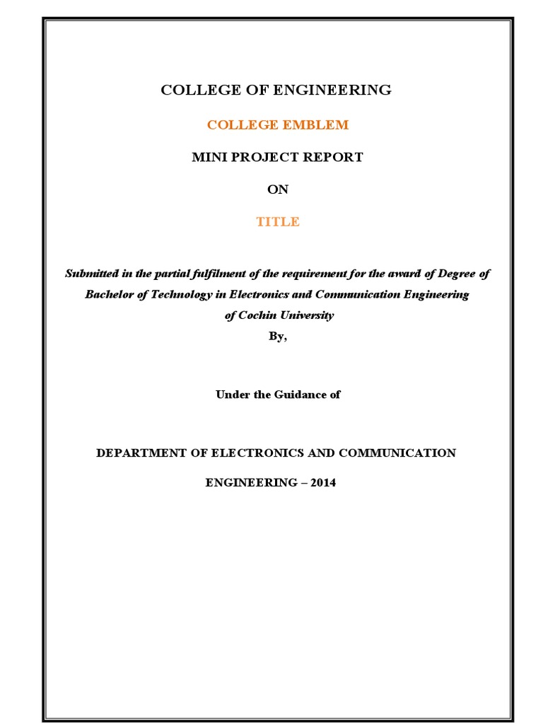 College of Engineering: Mini Project Report ON | PDF | Electronics ...