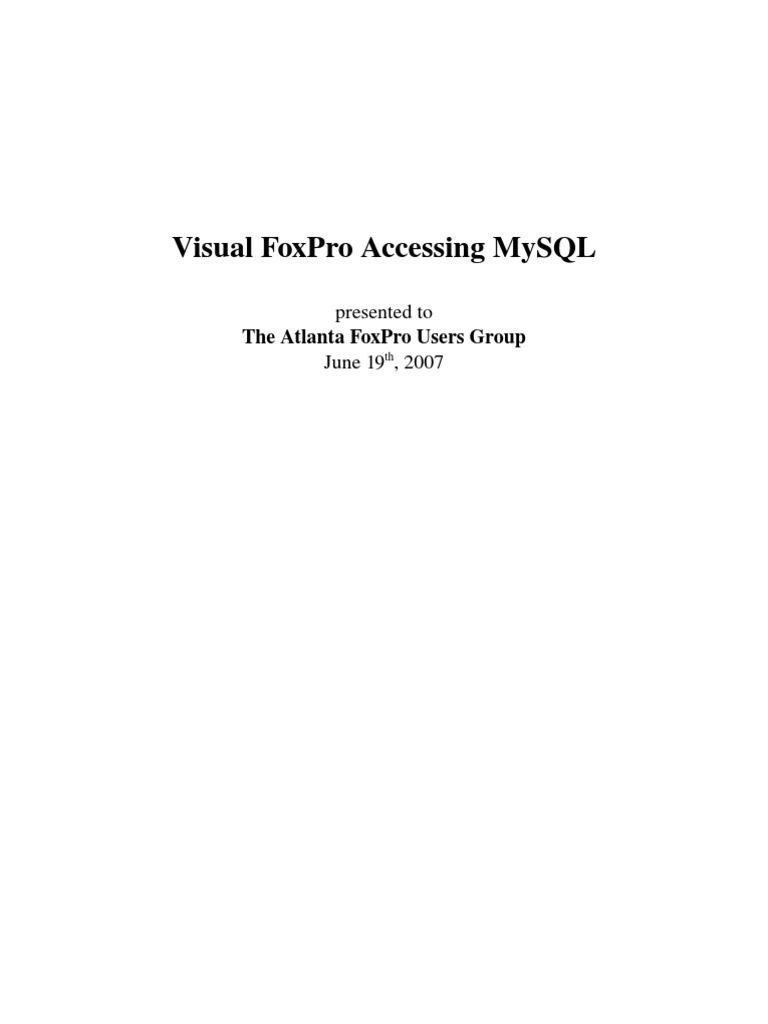 VFP Accessing MySQL | PDF | My Sql | Microsoft Sql Server