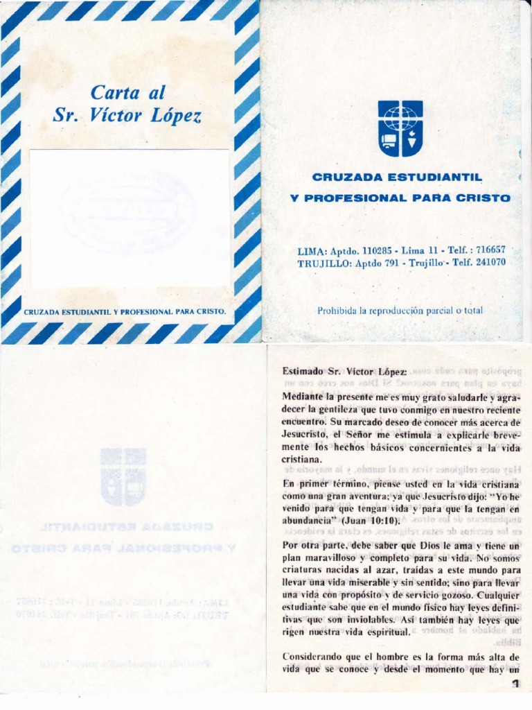 Carta Victor Lopez - Bill Bright CCC | PDF | Cristo (título) | Pecado
