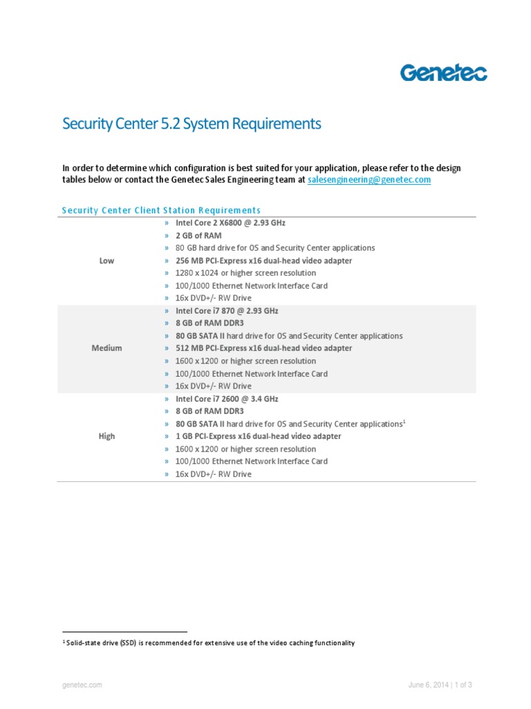 Genetec Security Center 5.2 System Requirements | 64 Bit Computing ...
