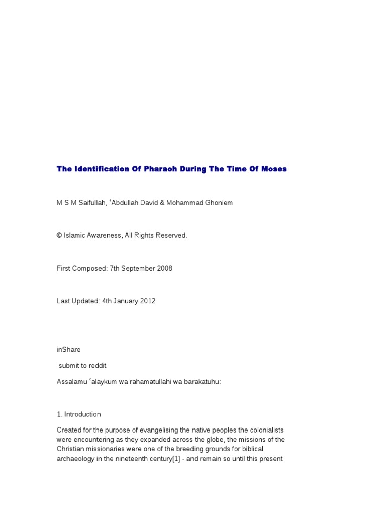 Firaun in The Period of Musa | PDF | Moses In Islam | Books Of The ...