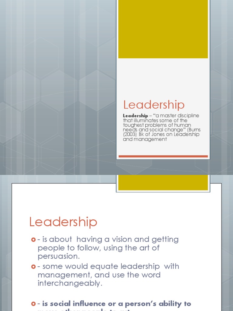 Leadership and Management Lecture | PDF | Leadership | Psychological ...