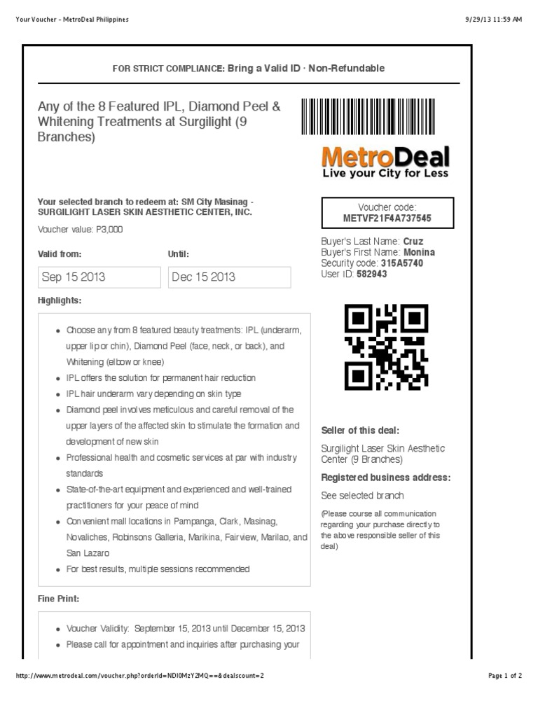 Your Voucher3 - MetroDeal Philippines | Voucher | Coupon