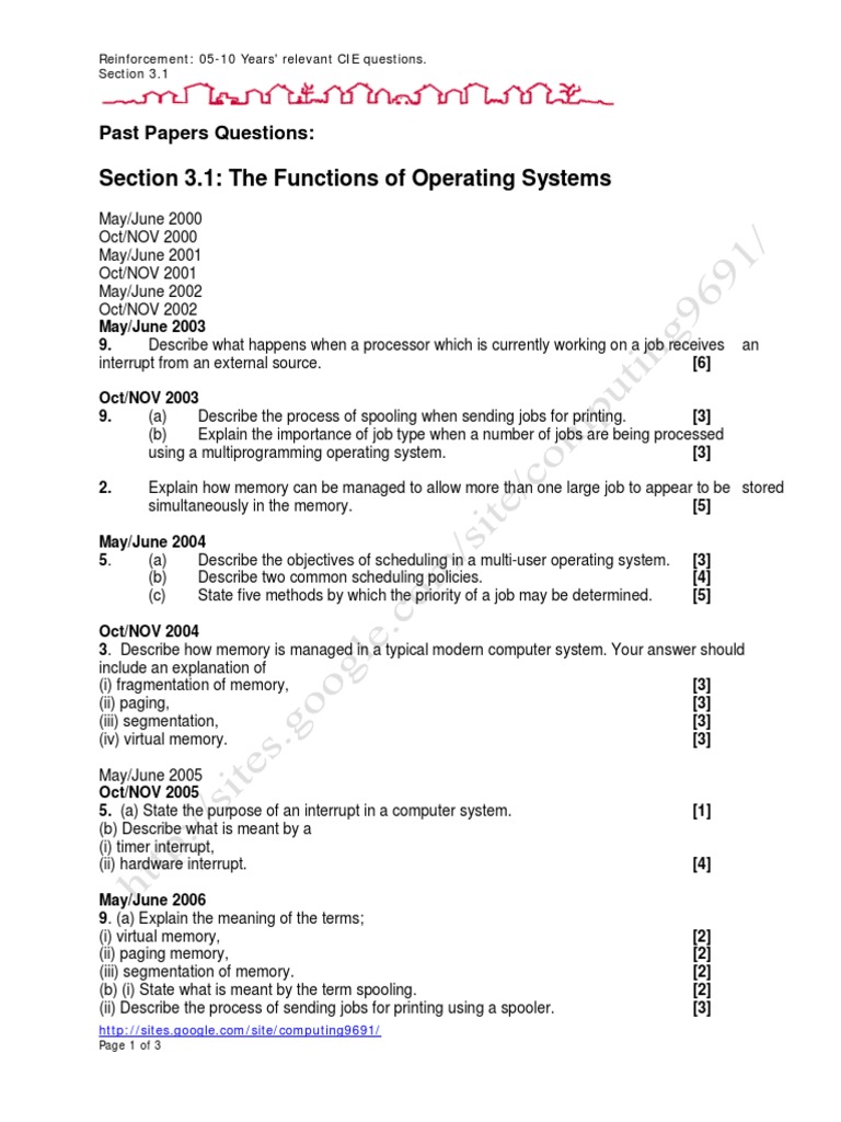 9691 CIE Questions (3.1) | PDF | Scheduling (Computing) | Operating System