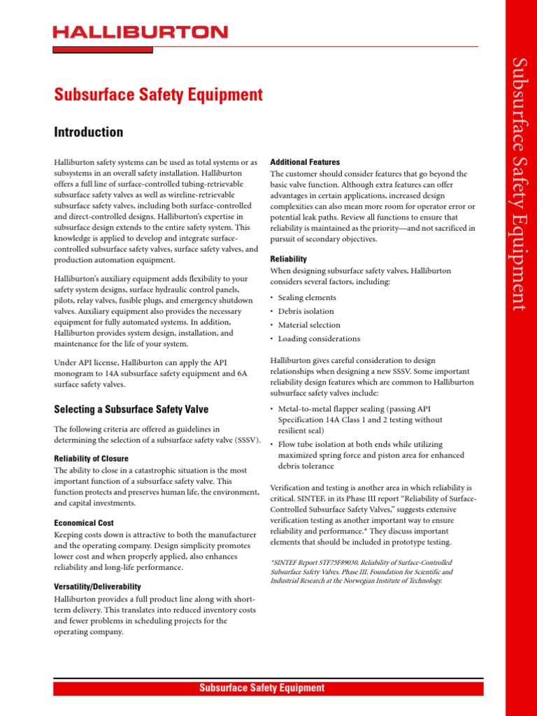 Subsurface Safety Equipment | PDF | Valve | Actuator