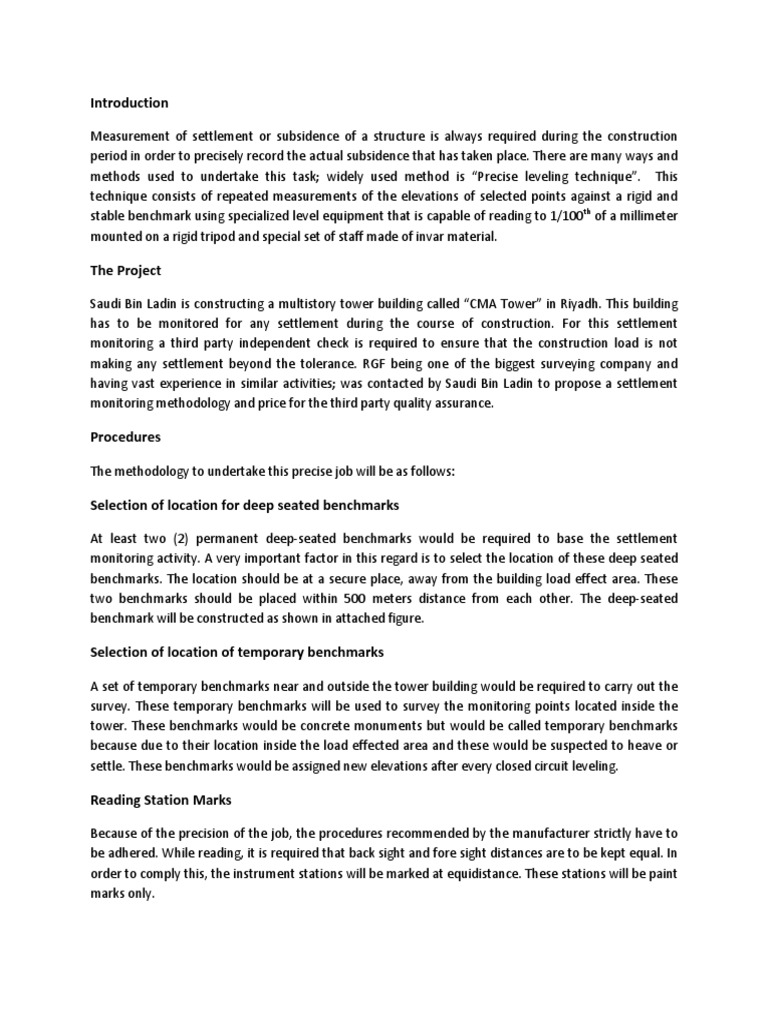 Proposed Methodology for Precise Settlement Monitoring of the CMA Tower ...