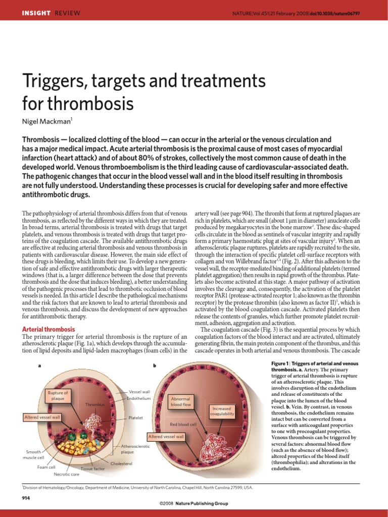 Triggers, Targets and Treatments For Thrombosis: Nigel Mackman | PDF ...