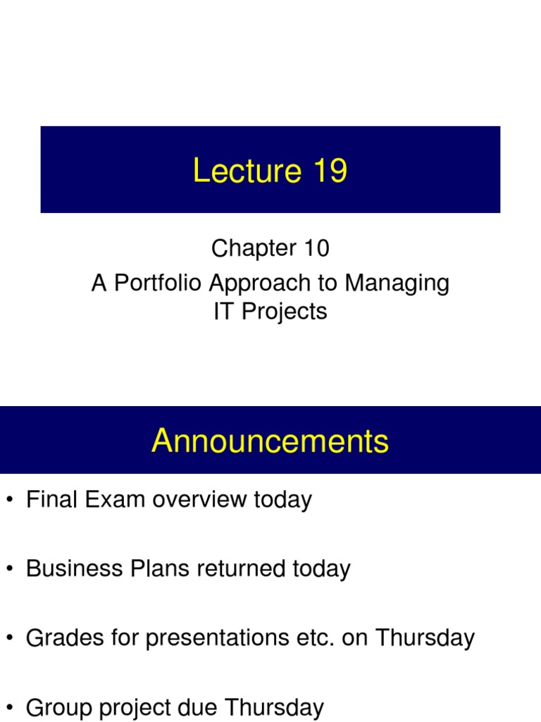 A Portfolio Approach To Managing IT Projects | PDF | Software ...