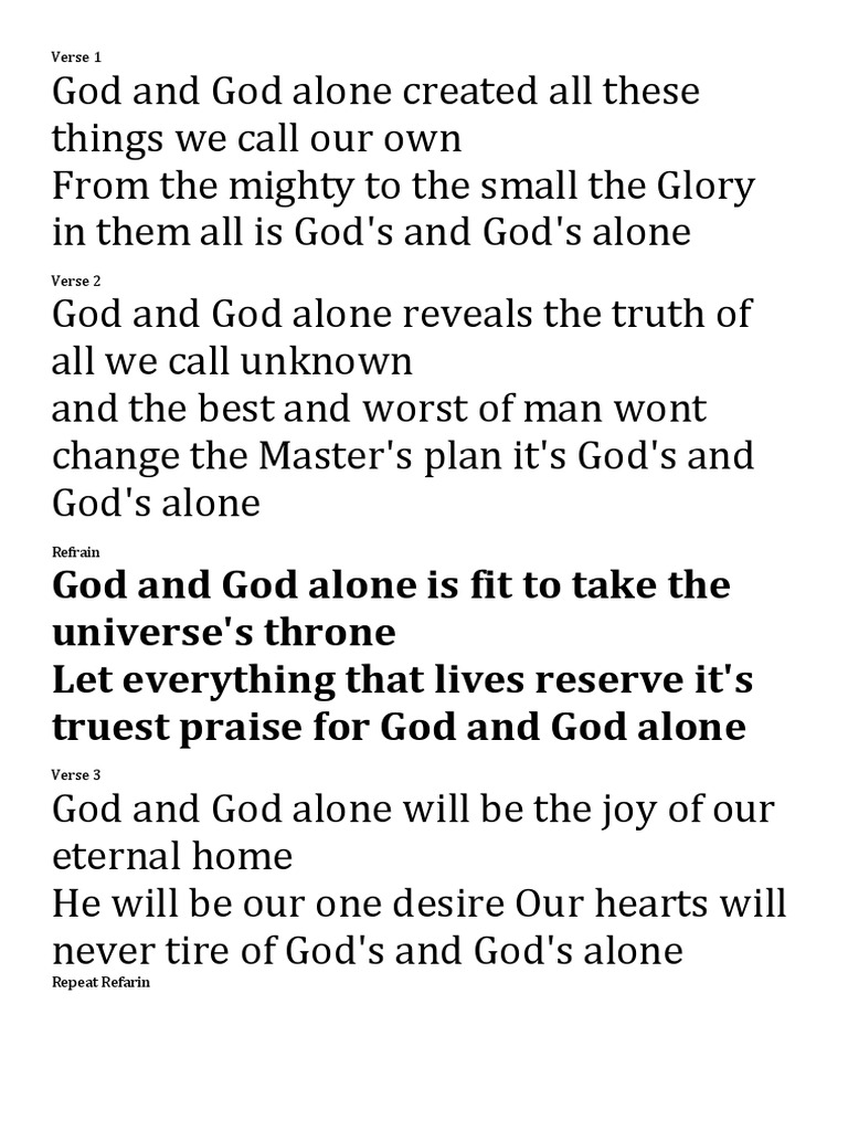 God And God Alone Lyrics Pdf Business