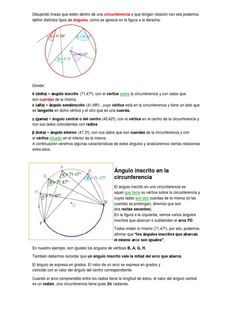 Angulos Inscritos | PDF | Circulo | Triángulo