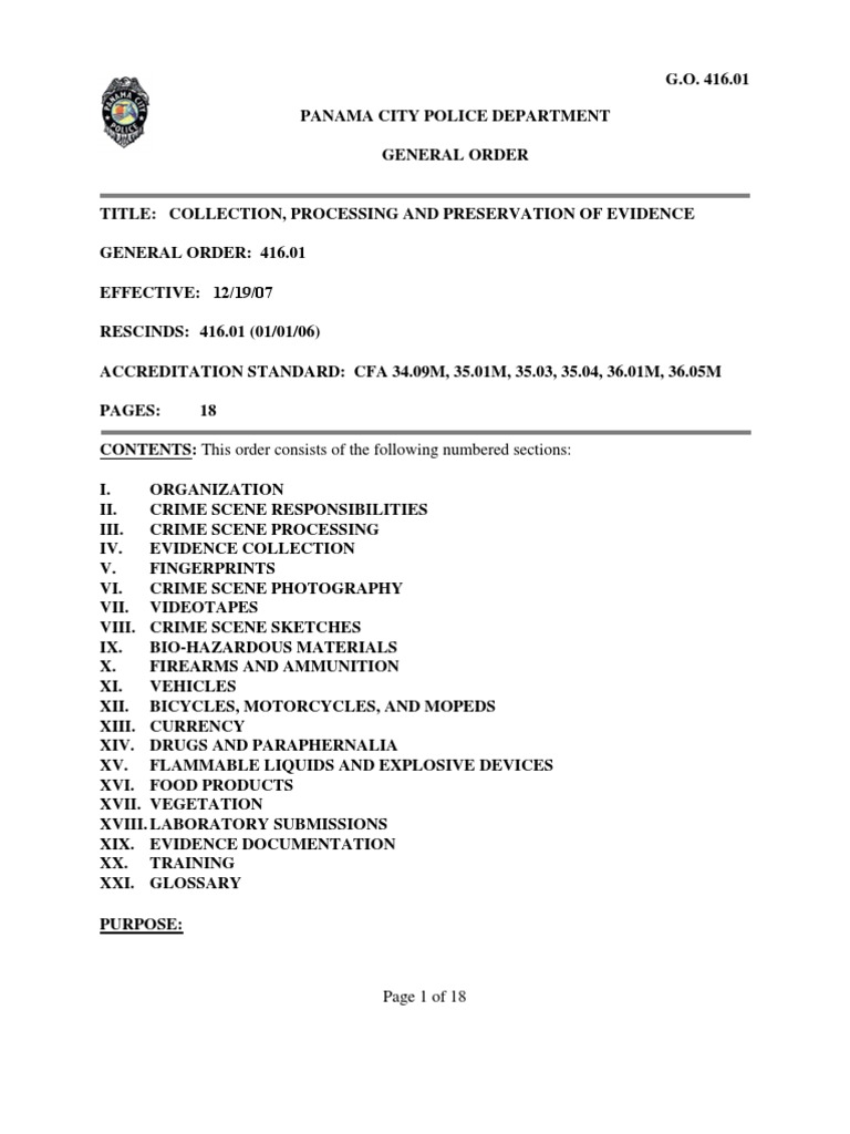 G.O. 416.01 Panama City Police Department General Order Title ...