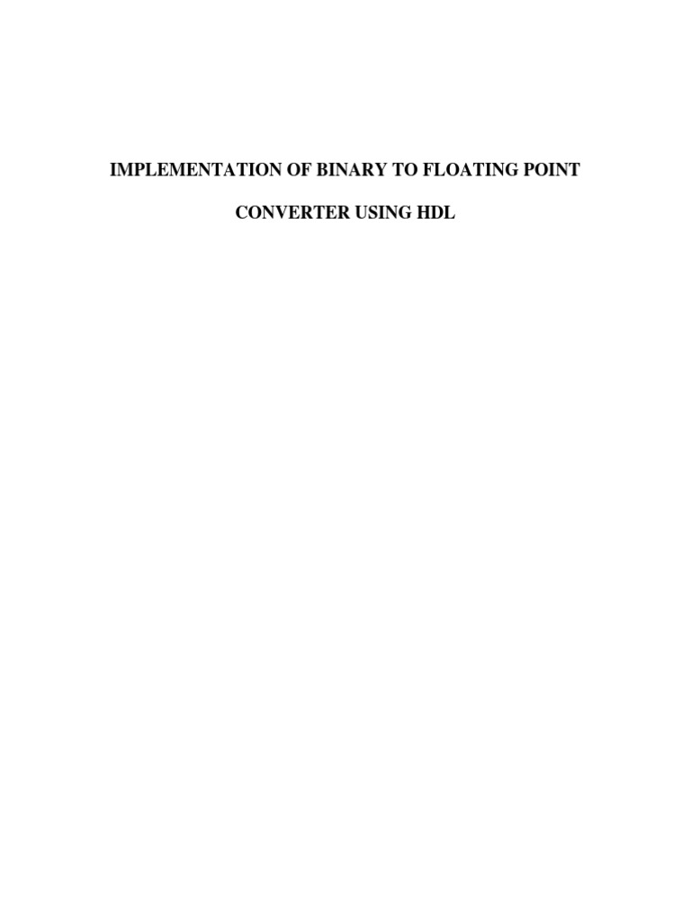 Implementation Of Binary To Floating Point Converter Using Hdl Pdf Division Mathematics 