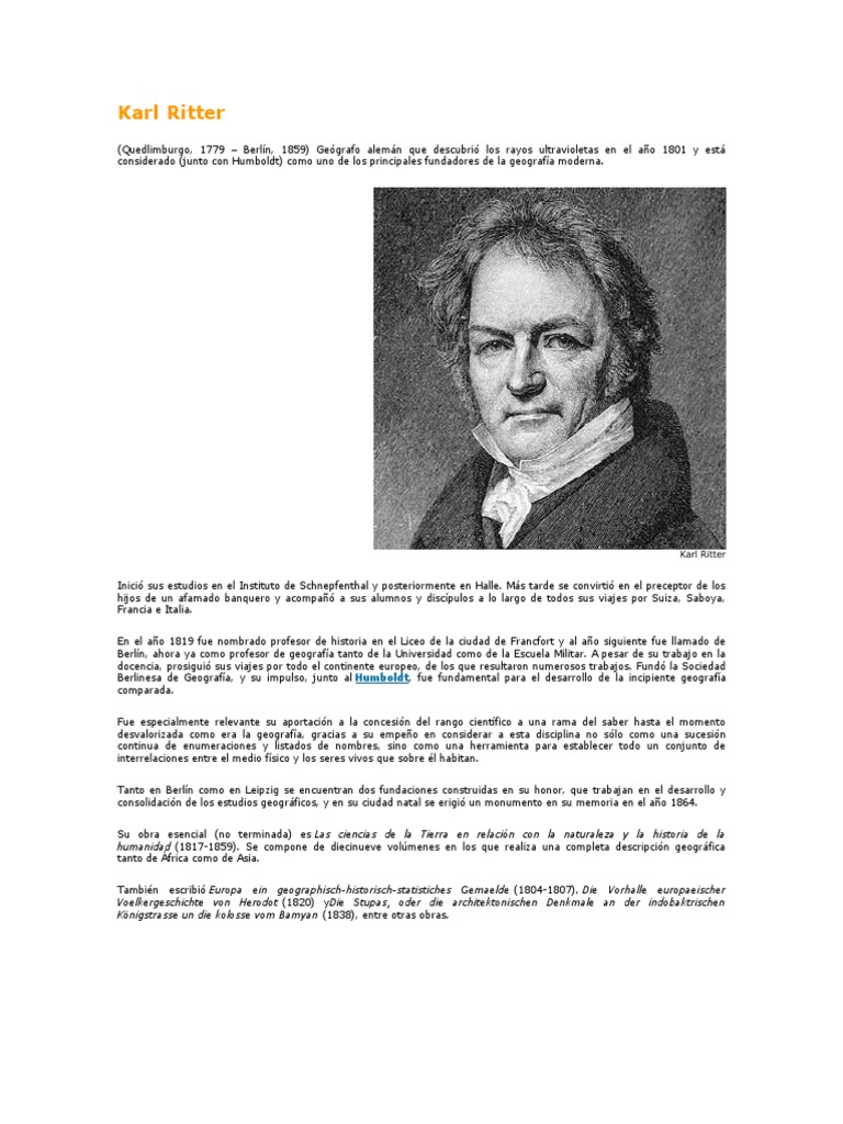 Aportes de Karl Ritter a la geografía | PDF | Geografía | Alemania
