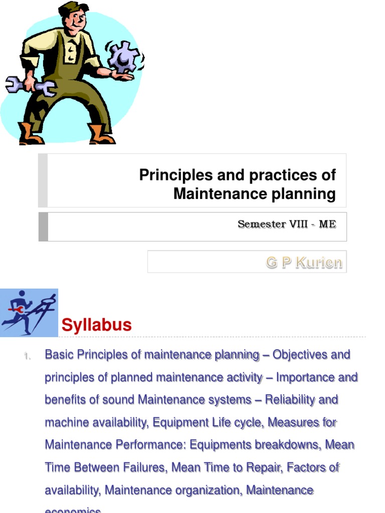 Principles of Maintenance Planning | PDF | Maintenance | Reliability ...