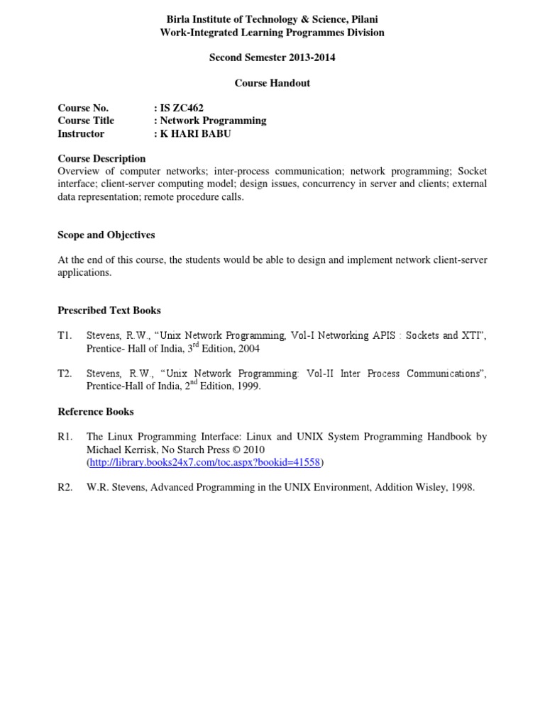 Iszc462 - Networkprogramming - Question Paper | PDF | Network Socket | Application Programming ...